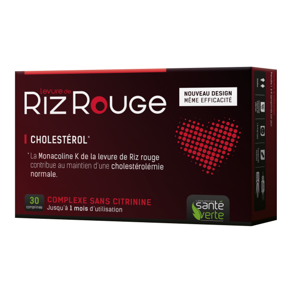 Levure de riz rouge Equilibre Cholestérol Santé Verte 30 Comprimés Levure de riz rouge Equilibre Cholestérol Santé Verte 30 Comprimés